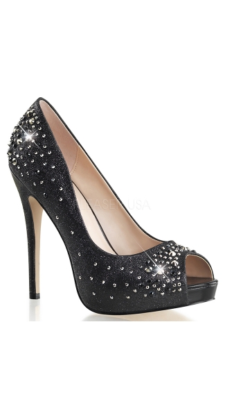 Rhinestone Peep Toe Pump With 5 Heel Sexy Platform Peep Toe Pump