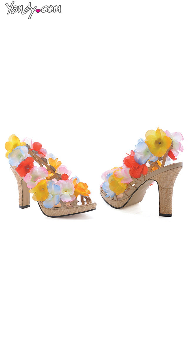 Floral Sandal with 4 Inch Heel, High Heel Shoes, Dress Sandals for ...