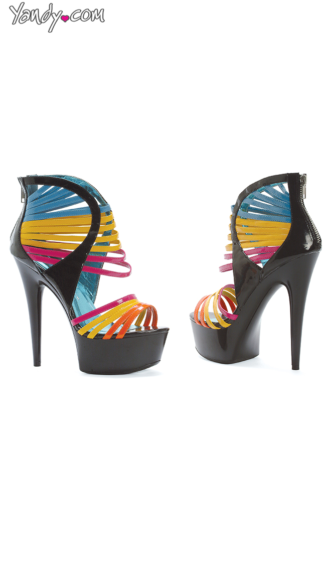 Colorful Multi Strap Platform Sandals, Colorful Sandals, Strappy Platforms