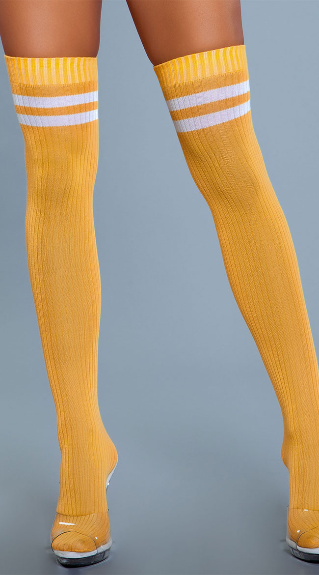 Going Pro Striped Thigh Highs Striped Athletic Socks