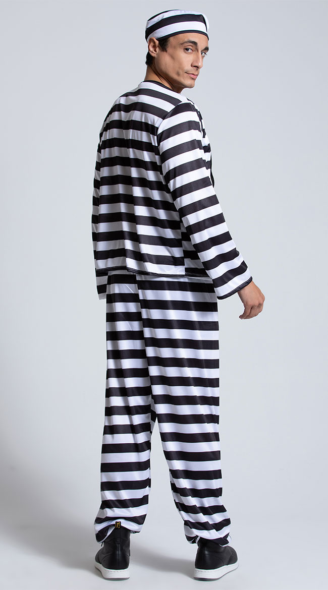 Men's Convict Costume, Jailbird Halloween Costume, Mens Jail Costume ...