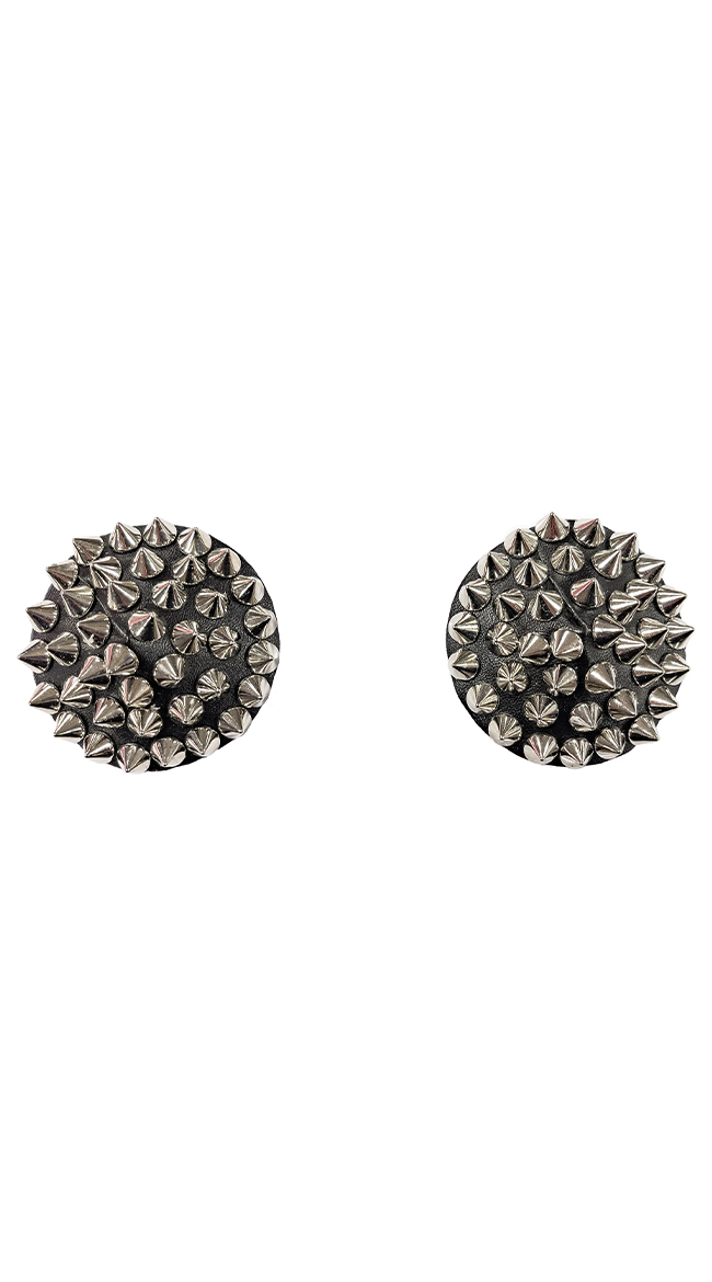 Round Spiked Pasties, Silver Spiked Pasties - Yandy.com