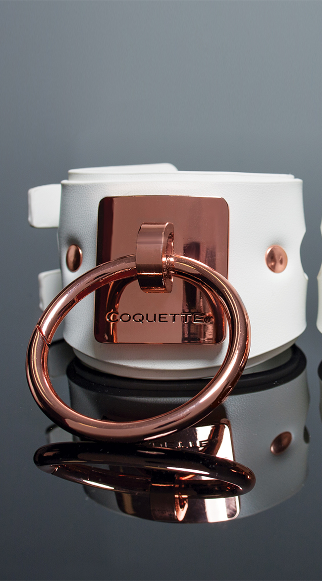 White and Rose Gold Handcuffs, White Handcuffs - Yandy.com