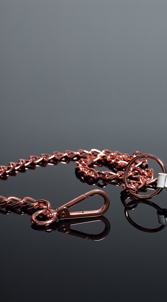 White and Rose Gold Chain Leash, White Chain Leash - Yandy.com