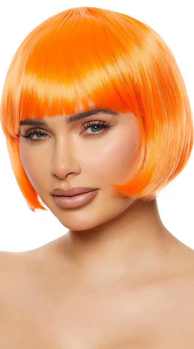 Futuristic Element Wig, Neon Orange Bob Wig - Yandy.com