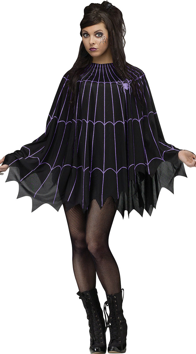 Shimmer Spiderweb Poncho Costume, spider web poncho costume - Yandy.com