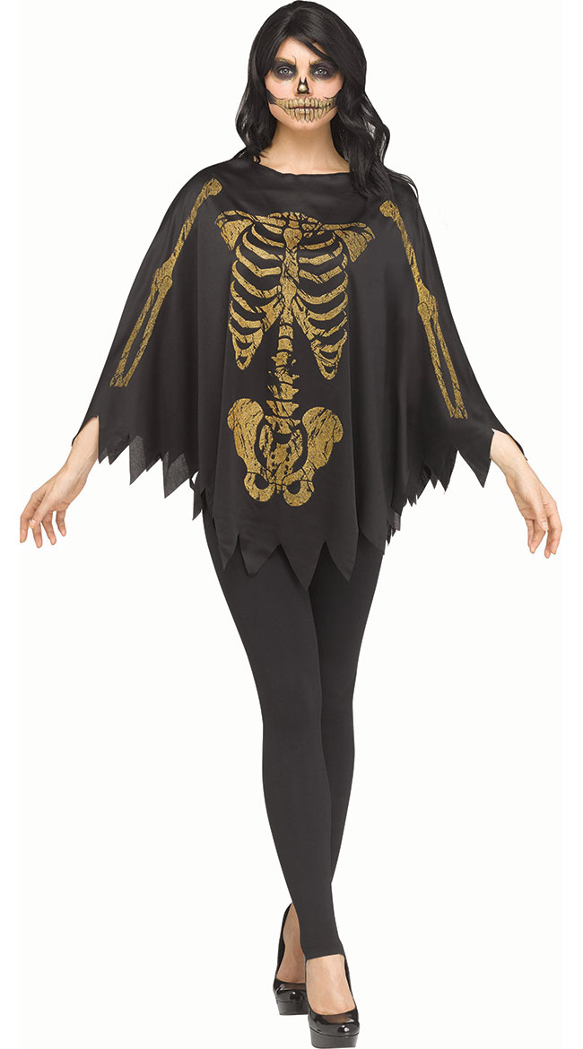 Glitter Skeleton Poncho Costume, Costume Accessories - Yandy.com