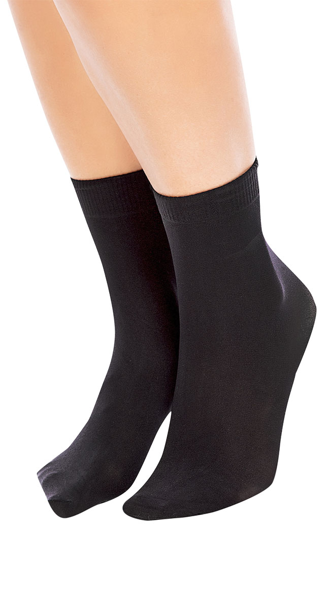Soft Micro 40 Ankle Socks, Black Socks - Yandy.com