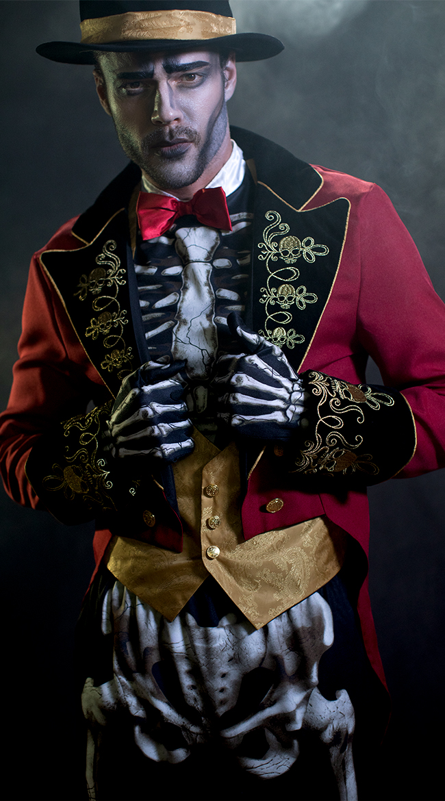 Men's Skeleton Ringmaster Costume, Men's Skeleton Circus Costume ...