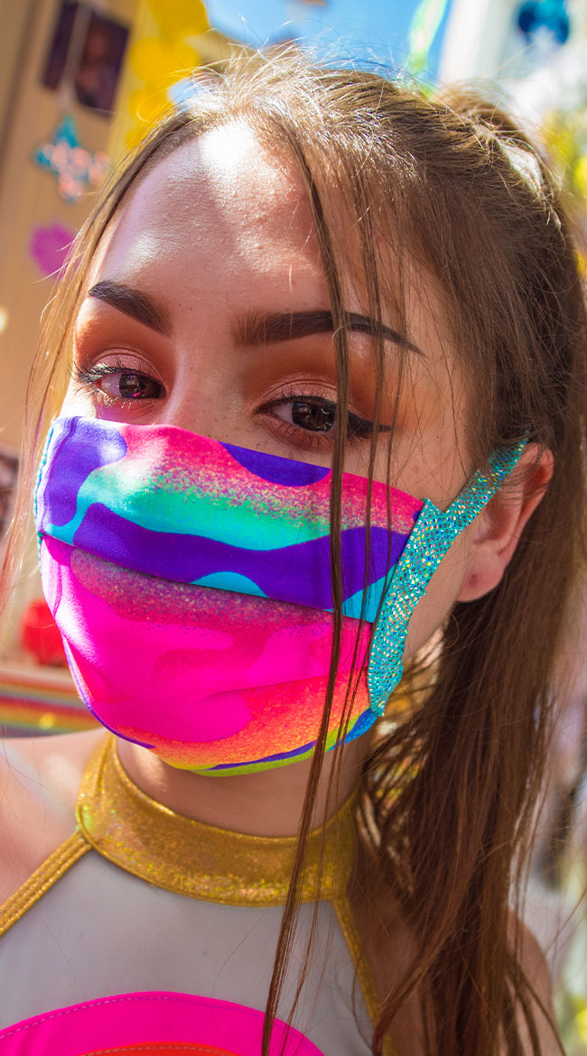 Neon Camouflage Tie Back Face Mask, Stylish Face Covering - Yandy.com