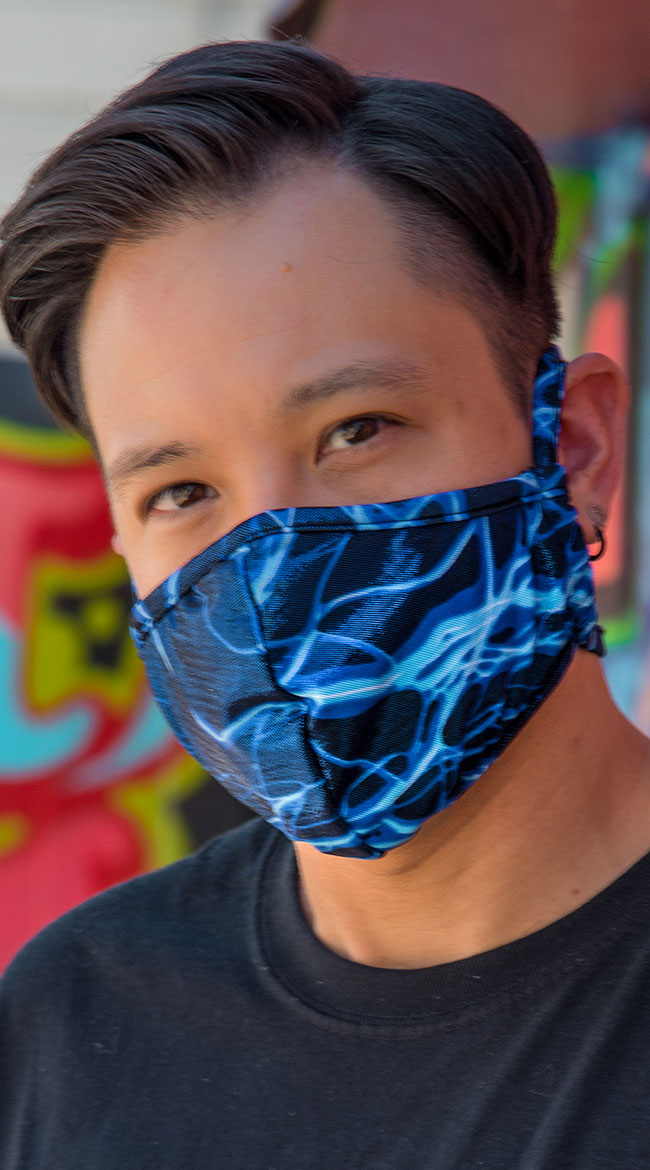 Blue Lightening Tailored Face Mask, Stylish Face Covering - Yandy.com