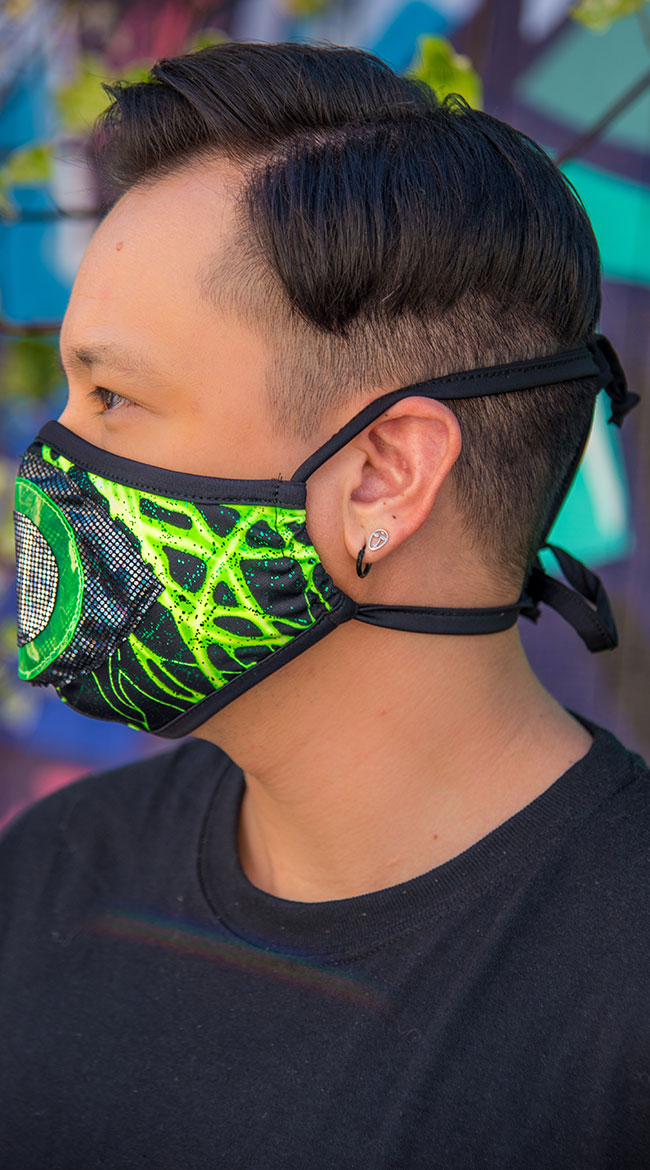 Green Eye Of The Tiger Face Mask, Stylish Face Covering - Yandy.com