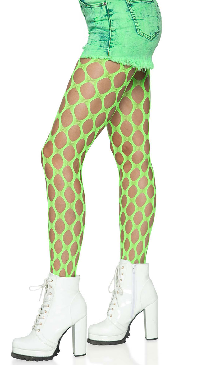 Neon Jumbo Pothole Net Tights, Neon Fishnet Pantyhose - Yandy.com