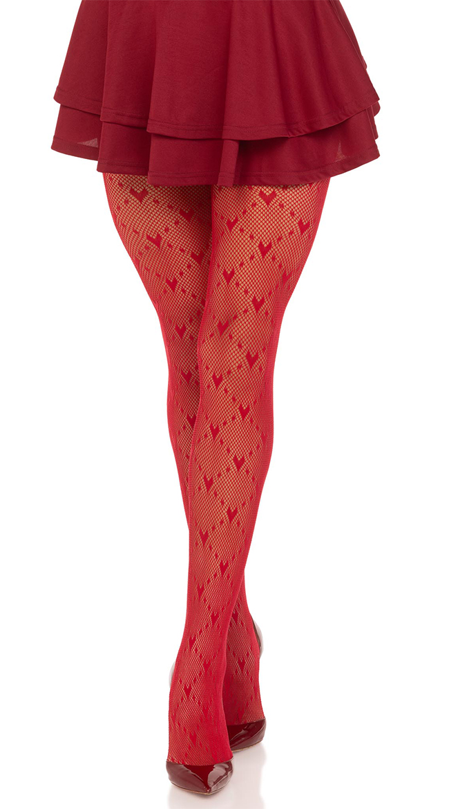 Lovestruck Net Tights, Fishnet Heart Tights - Yandy.com