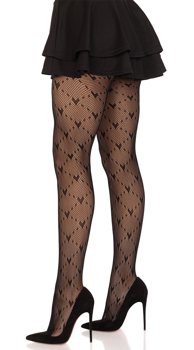 Lovestruck Net Tights, Fishnet Heart Tights - Yandy.com