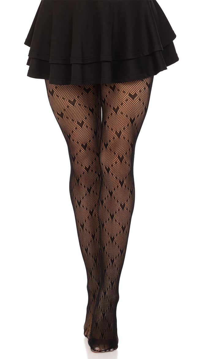 Lovestruck Net Tights, Fishnet Heart Tights - Yandy.com