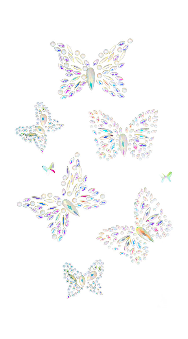 Glow in the Dark Aurelia Butterfly Gem Body Stickers, Butterfly Body ...