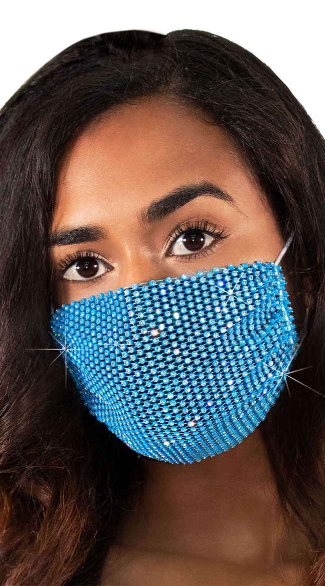 Harlow Mesh Face Mask, Rhinestone Face Covering - Yandy.com