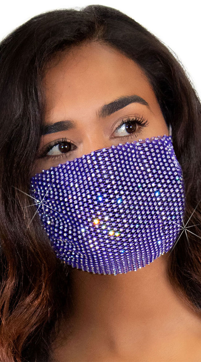 Harlow Mesh Face Mask, Rhinestone Face Covering - Yandy.com