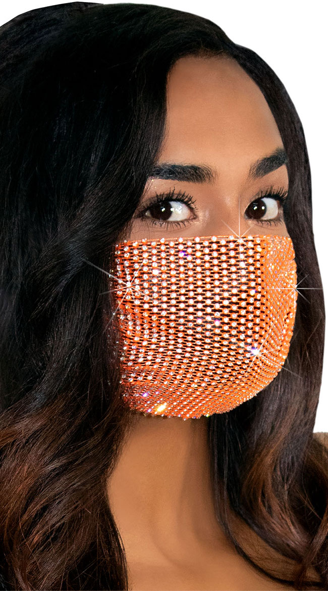 Harlow Mesh Face Mask, Rhinestone Face Covering - Yandy.com