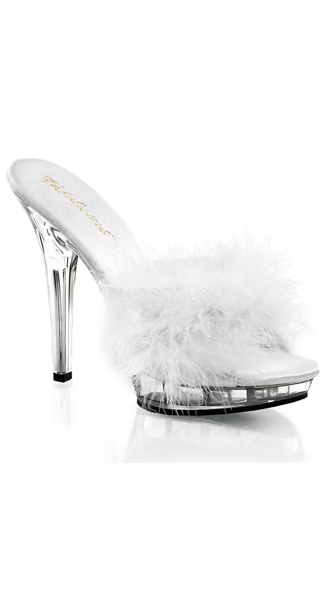 Marabou Slide Platform Sandal with 5" Heel, Sexy Slide Sandal - Yandy.com