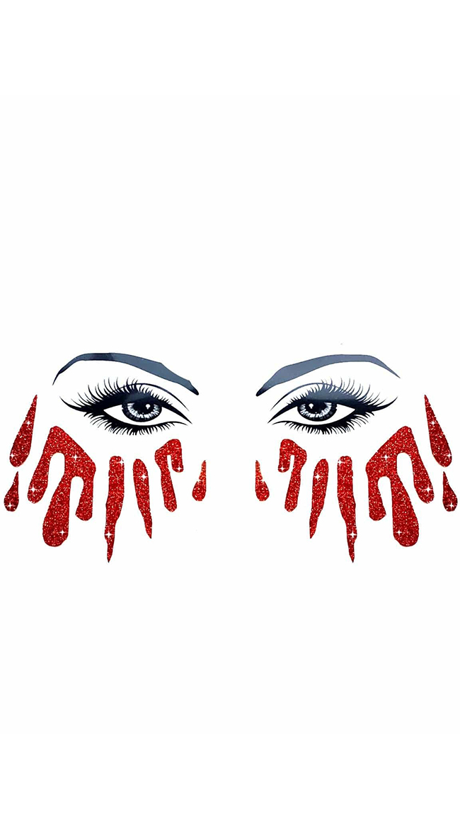 Bloody Awesome Red Glitter Tears Stickers, Tear Face Stickers - Yandy.com
