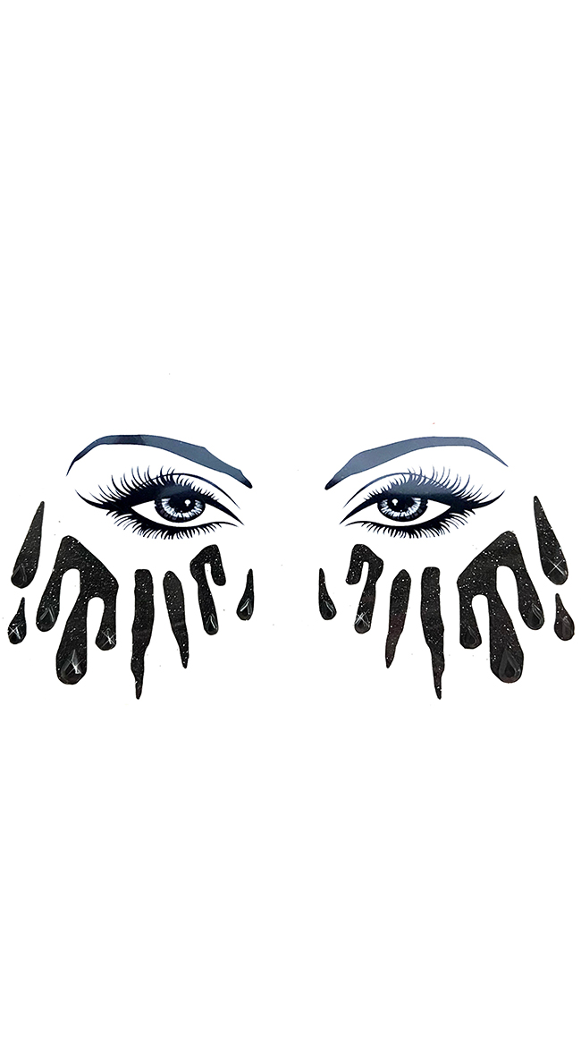 Bloody Awesome Black Glitter Tears Stickers, Tear Face Stickers - Yandy.com