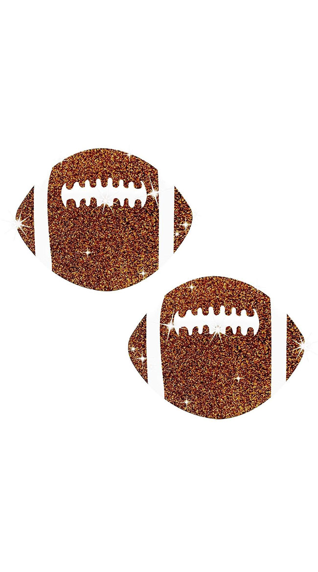 Glittering Football Pasties, Glittering Brown Football Pasties - Yandy.com