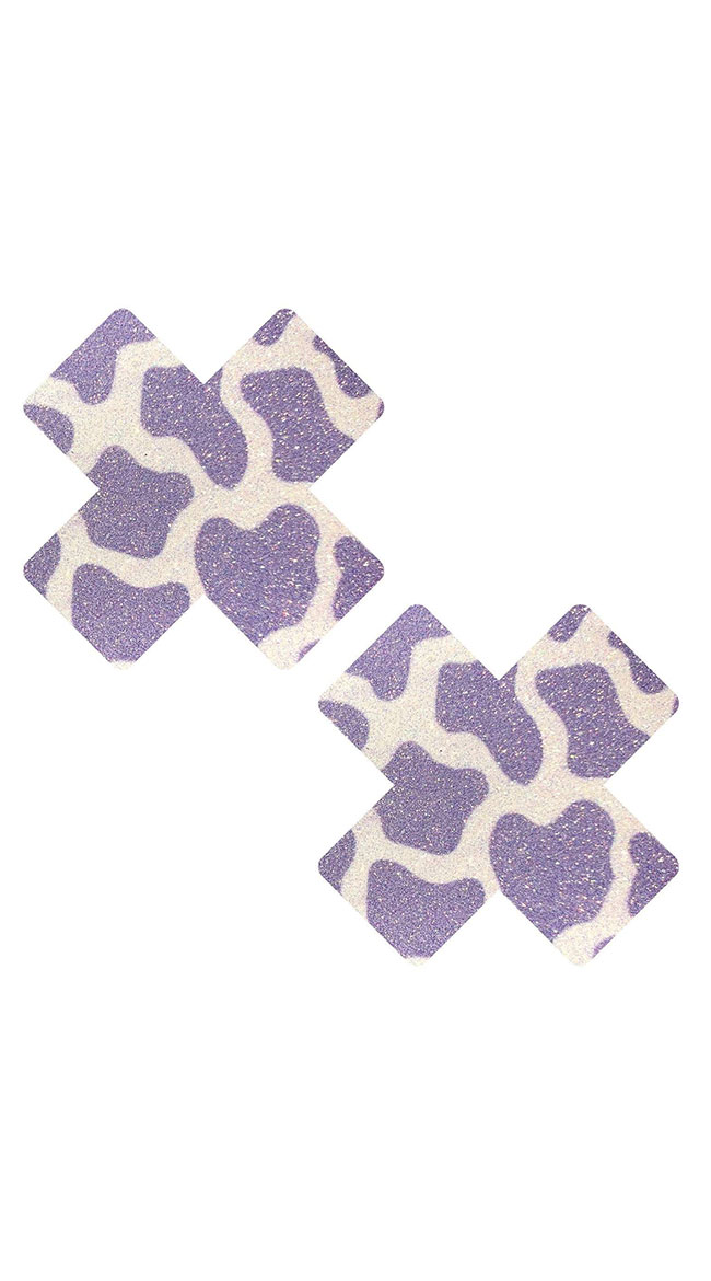 Lavender Milk Cow Print X Pasties, Cow Cross Pasties - Yandy.com