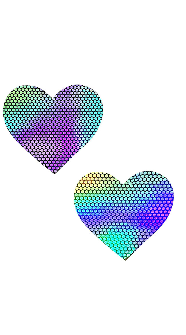 Silver Holographic Heart Pasties, Silver Heart Pasties - Yandy.com