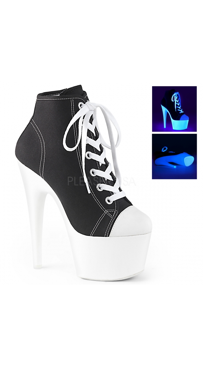 7 Inch Classic Heel Sneaker, Black Sneaker Shoe - Yandy.com