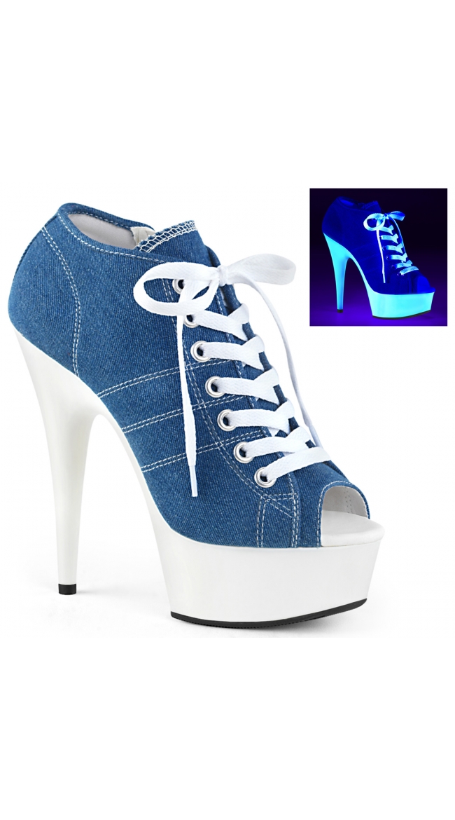 6 Inch Open Toe Sneaker Bootie, 6 Inch Canvas Sneaker Neon Glow ...