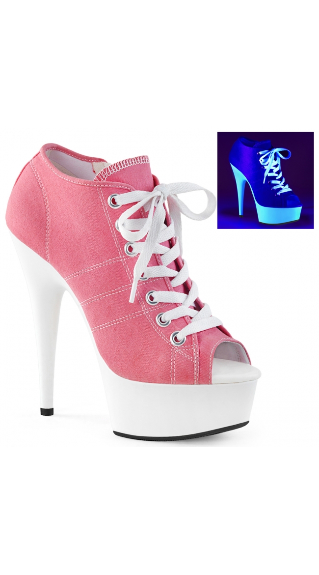 6 Inch Open Toe Sneaker Bootie, 6 Inch Canvas Sneaker Neon Glow ...