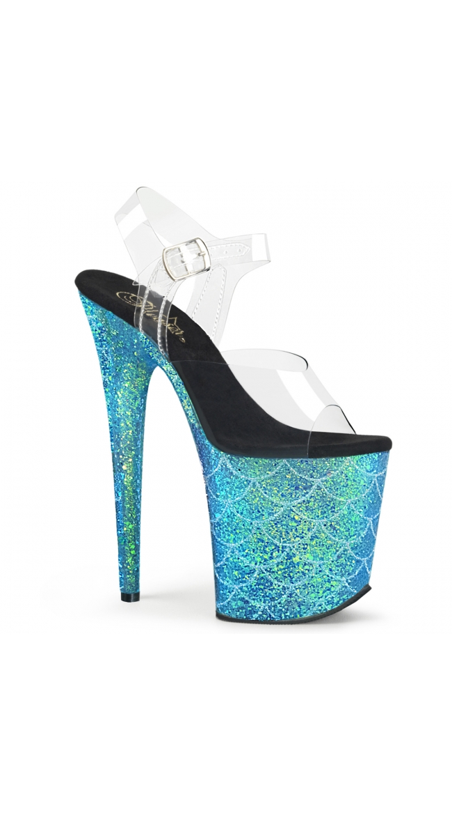 8 Inch Glitter Mermaid Sandal, 8 Inch Glitter Scale Sandal - Yandy.com
