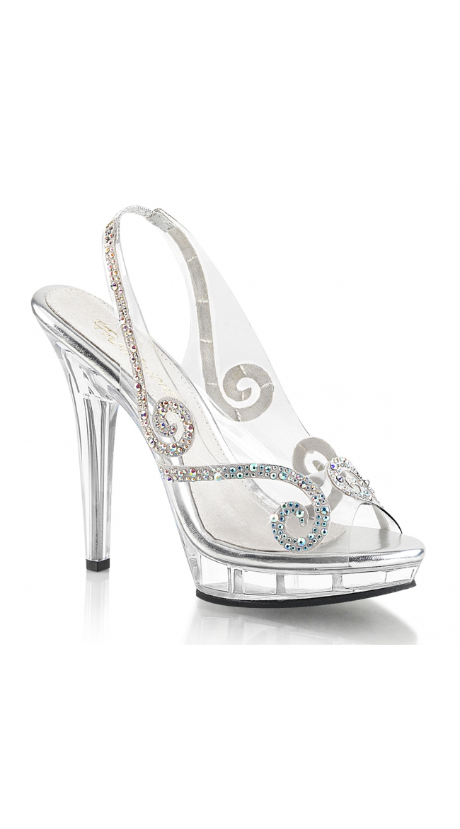 4 Inch Clear Rhinestone Swirl Sandal, 4 Inch Clear Rhinestone Slingback ...