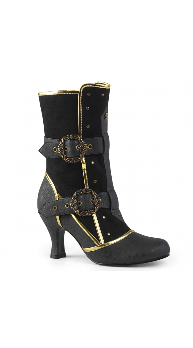 3 Inch Ornate Buckle Ankle Boot, 3 Inch Sailor Steampunk Costume Ankle ...