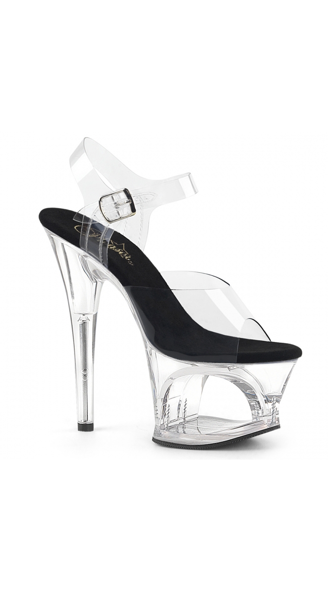7 Inch Platform Cut-Out Sandal, 7 Inch Clear Platform Cut-Out Sandal ...