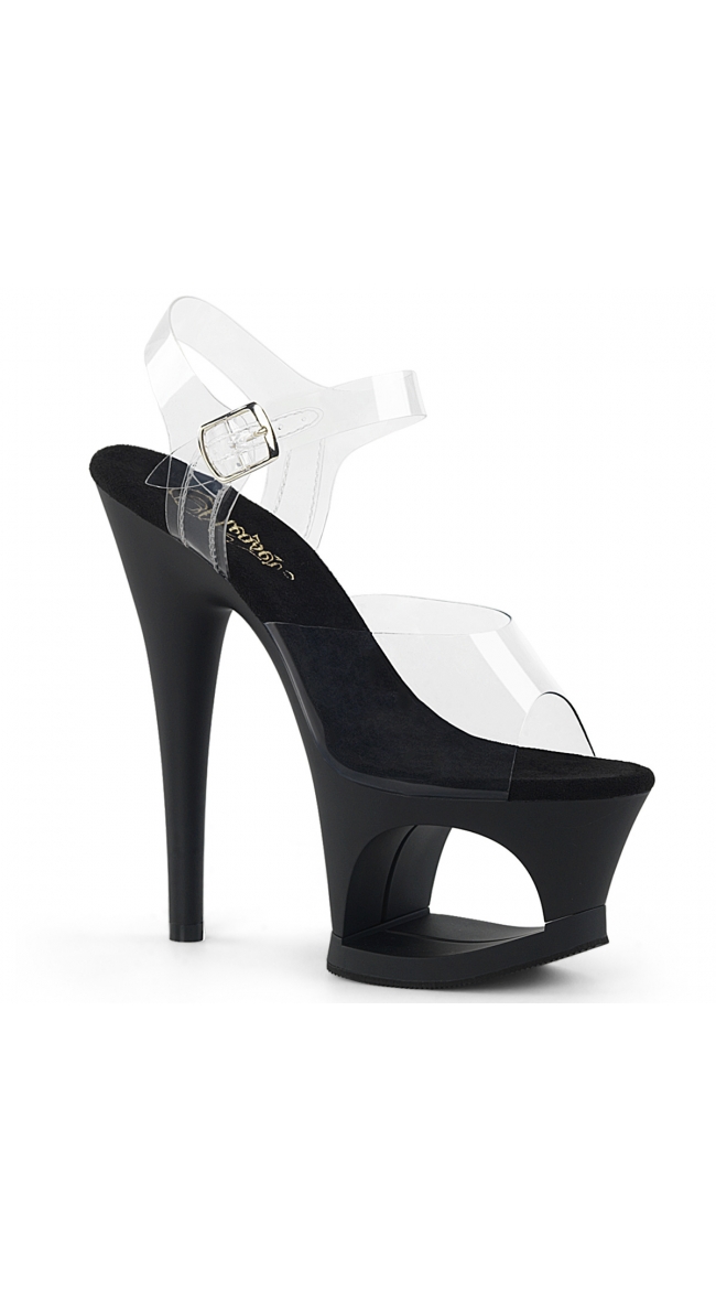 7 Inch Platform Cut-Out Sandal, 7 Inch Clear Platform Cut-Out Sandal ...