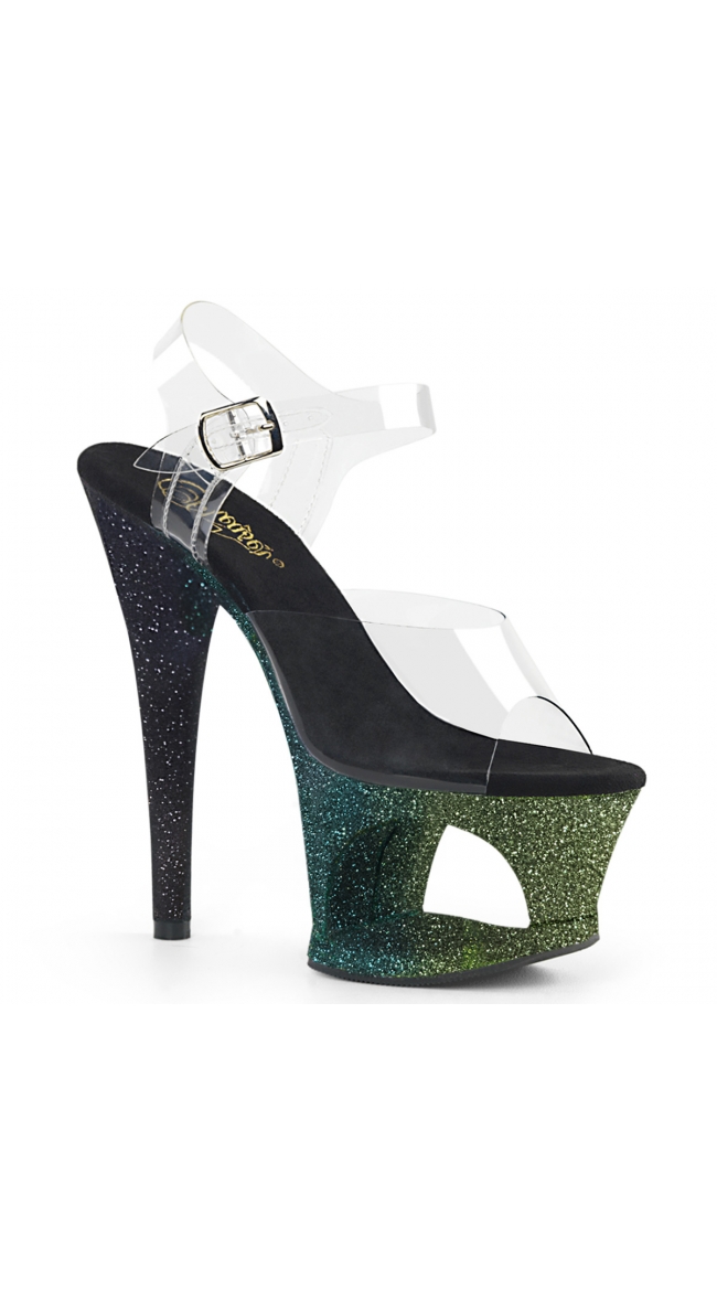 7 Inch Glitter Ombre Cut-Out Sandal, 7 Inch Glitter Ombre Platform ...
