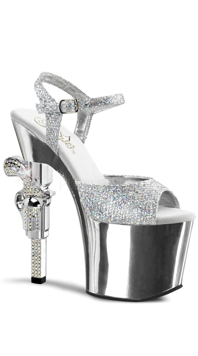 7 Inch Rhinestone Embellished Gun Heel Sandal, 7" Rhinestone ...