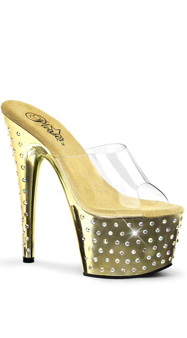 7 Inch Rhinestone Studded Platform Slide, 7" Rhinestone Studded ...