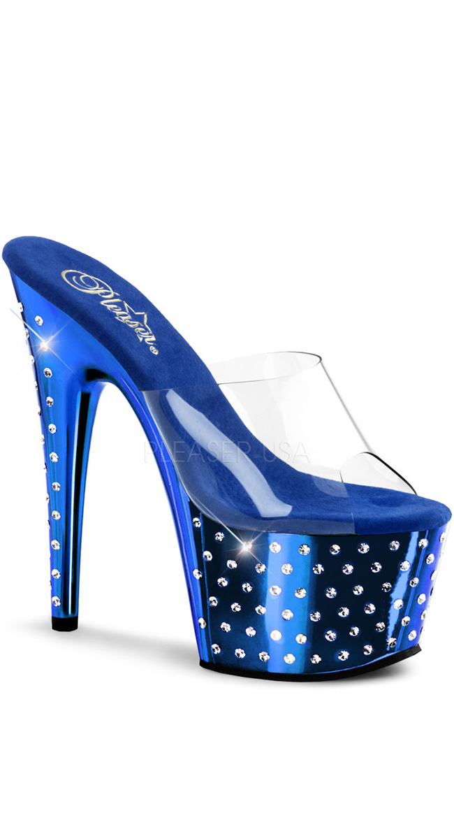 7 Inch Rhinestone Studded Platform Slide, 7" Rhinestone Studded ...