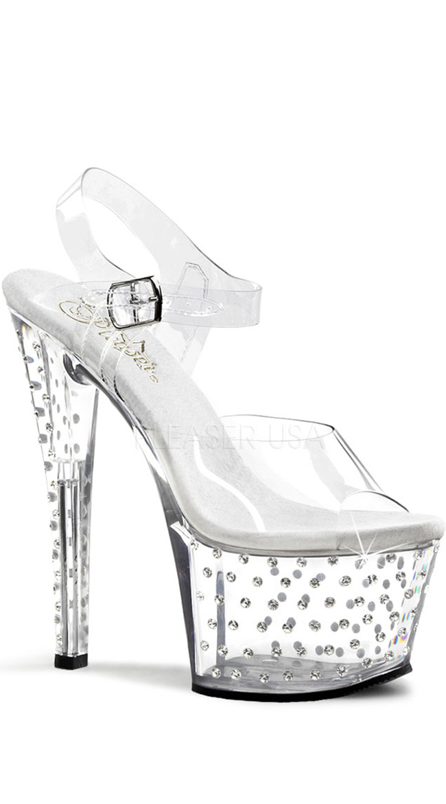 7 Inch Stardust Rhinestone Sandal, 7" Heel, 2 3/4" Rhinestone Studded ...