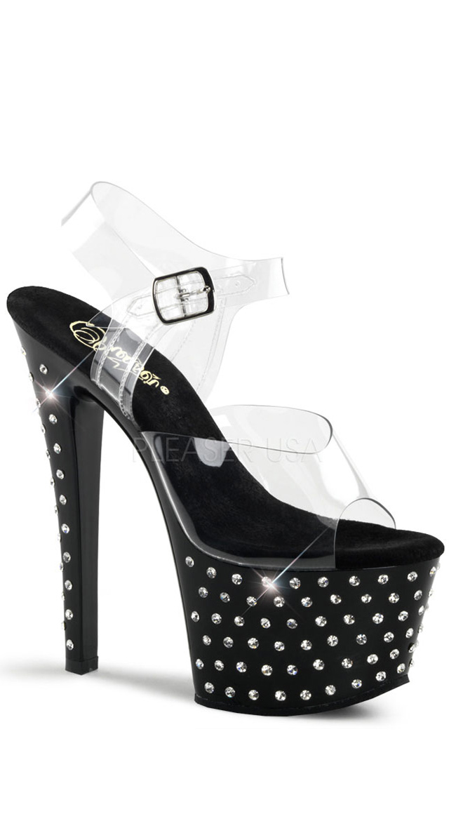 7 Inch Stardust Rhinestone Sandal, 7" Heel, 2 3/4" Rhinestone Studded ...