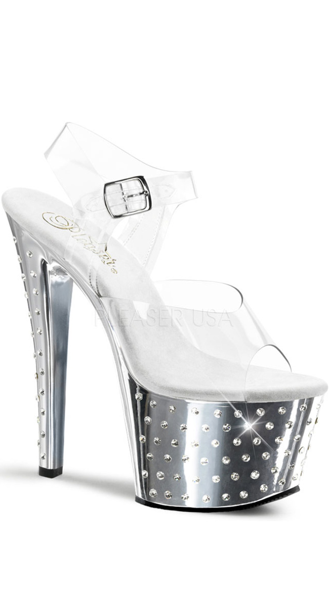 7 Inch Stardust Rhinestone Sandal, 7" Heel, 2 3/4" Rhinestone Studded ...