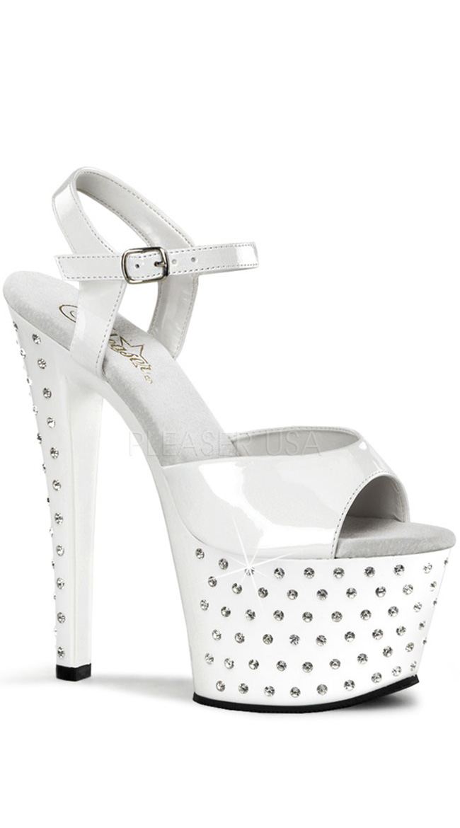 7" Rhinestone Studded Ankle Strap Platform Sandal, 7 inch sandal, 7 ...