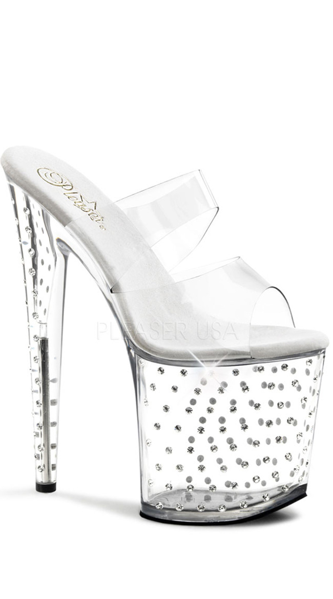 8 Inch Heel, 4 Inch Platform Two Band Slide