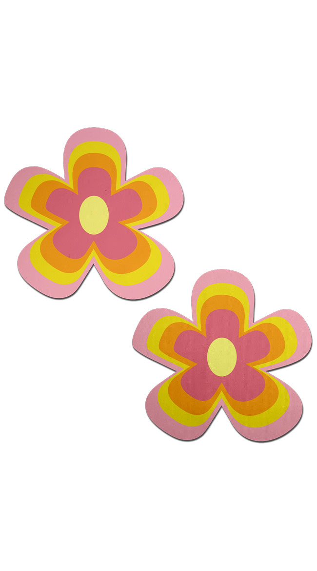 Groovy Pink Lemonade Flower Pasties, Pink and Yellow Flower Pasties ...