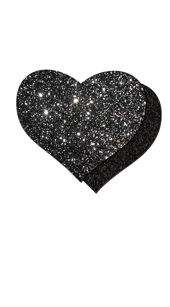 Dark Love Glitter Heart Pasties, Pasties for Breast, Heart Shaped Pasties