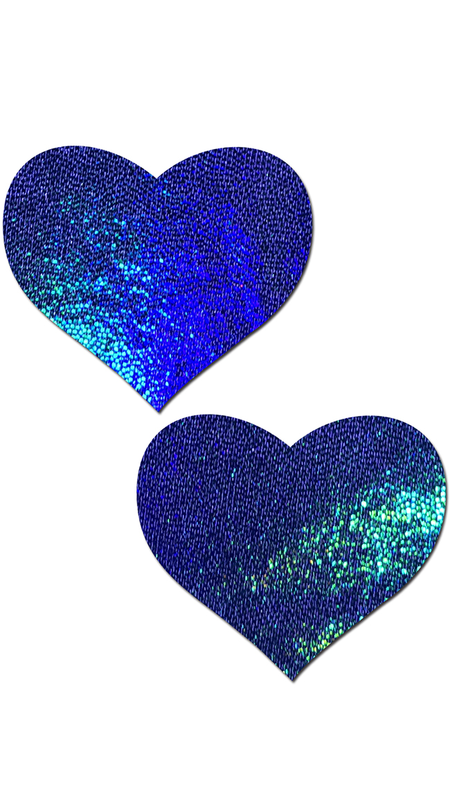 Liquid Blue Spectrum Heart Pasties, blue heart pasties - Yandy.com
